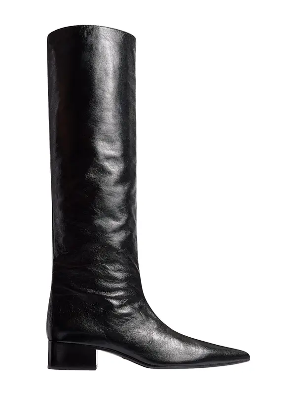 Khaite Andee Leather Knee Boots - Black