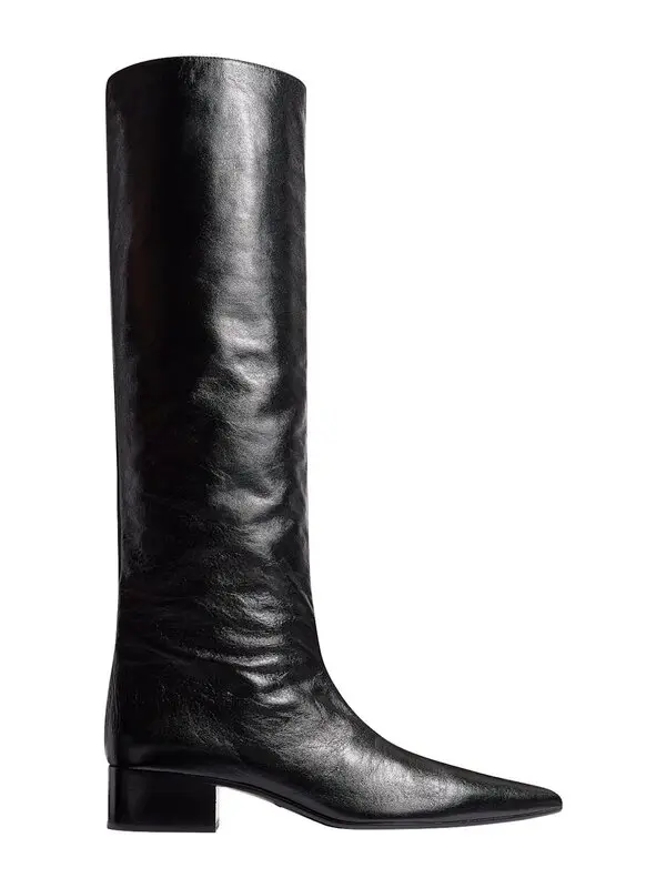 Khaite Andee Leather Knee Boots - Black