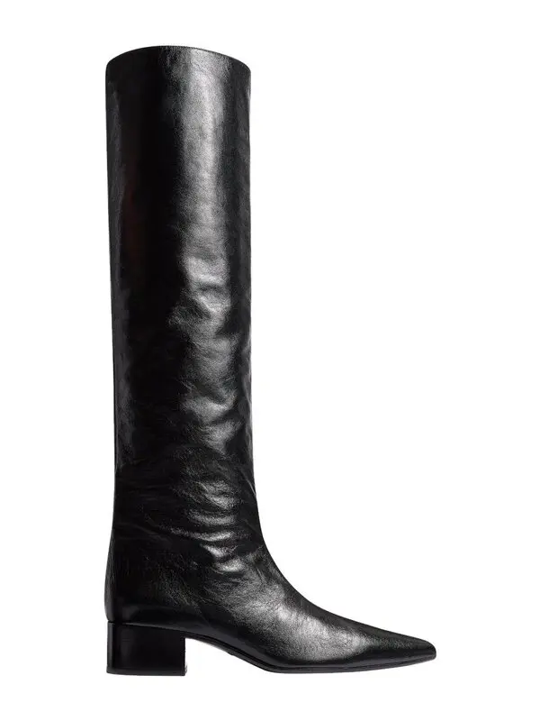 Khaite Andee Leather Knee Boots - Black