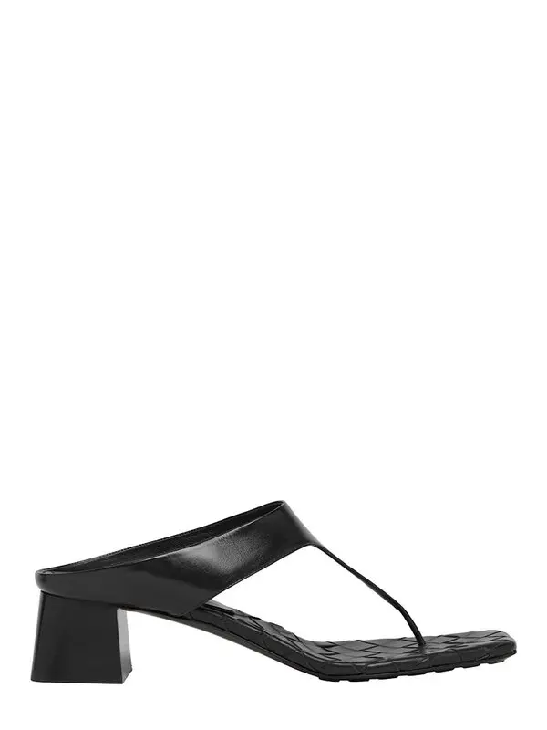 Bottega Veneta Marella Leather Thong Sandals - Black