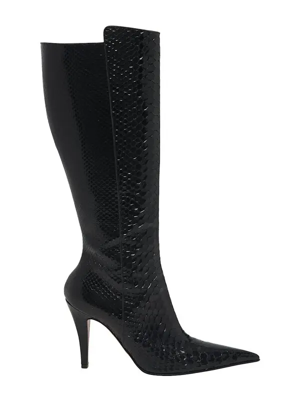 Alexander McQueen Python Stiletto Boots - Black