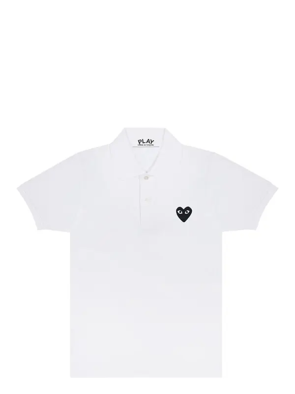 Play Comme Des Garcon Black Emblem Polo Shirt - White
