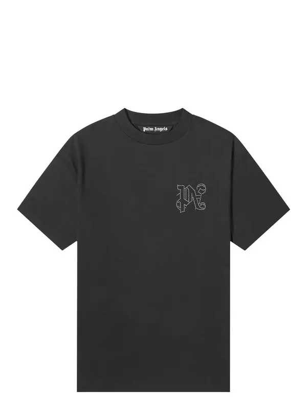 Palm Angels Monogram Stud Classic Tee /gunmetal - Black