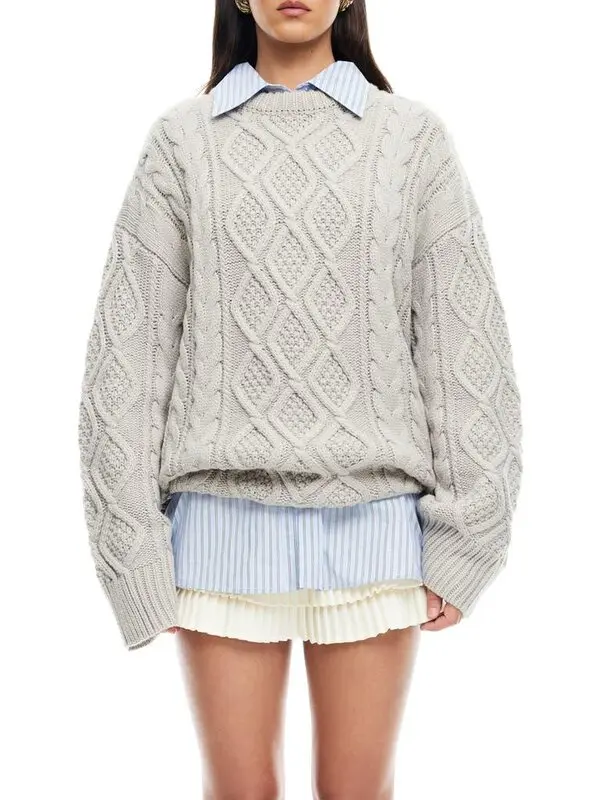 Lioness Gigi Oversize Cable Stitch Sweater - Cloud