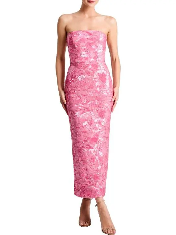 HELSI Leslie Pattern Sequin Strapless Gown - Rose Pink