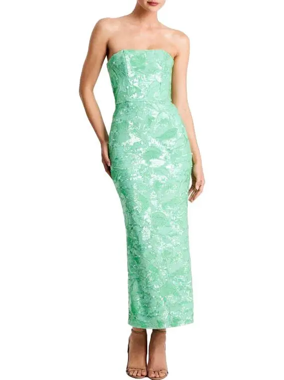 HELSI Leslie Pattern Sequin Strapless Gown - Seafoam Green