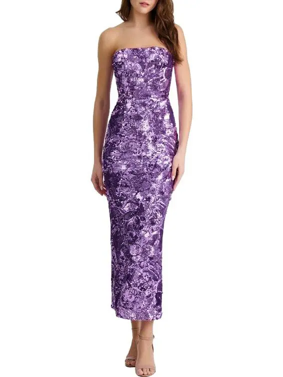 HELSI Leslie Pattern Sequin Strapless Gown - Violet