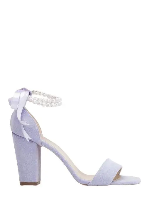 FOREVER & ALWAYS SHOES Melissa Block Heel Sandals With Pearls - Lilac