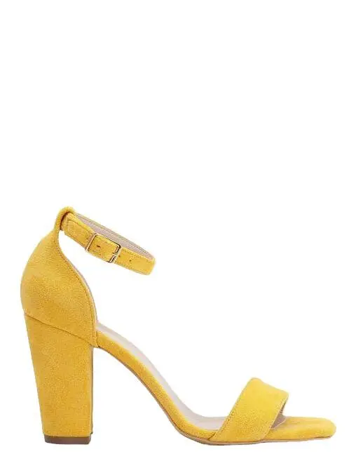 FOREVER & ALWAYS SHOES High Heel Ankle Strap Sandals - Yellow