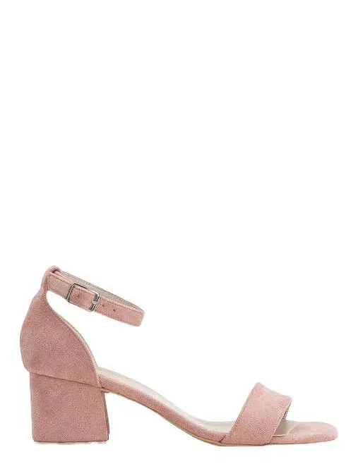 FOREVER & ALWAYS SHOES Iva Low Block Heel Sandals - Dusty Pink