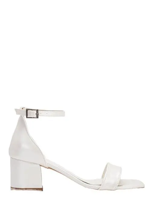 FOREVER & ALWAYS SHOES Iva Low Block Heel Sandals - Ivory