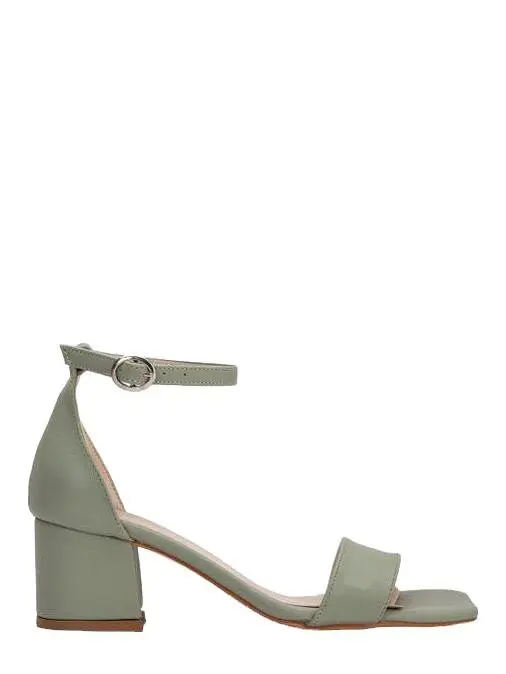 FOREVER & ALWAYS SHOES Iva Low Block Heel Sandals - Sage Green
