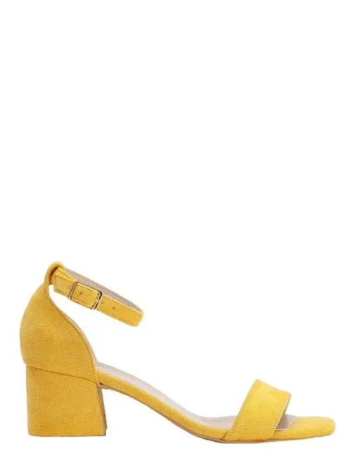 FOREVER & ALWAYS SHOES Iva Low Block Heel Sandals - Yellow