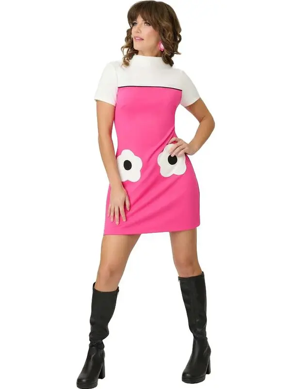 SMAK PARLOUR Mock Neck Color Block Mini Dress - Hot Pink Colorblock
