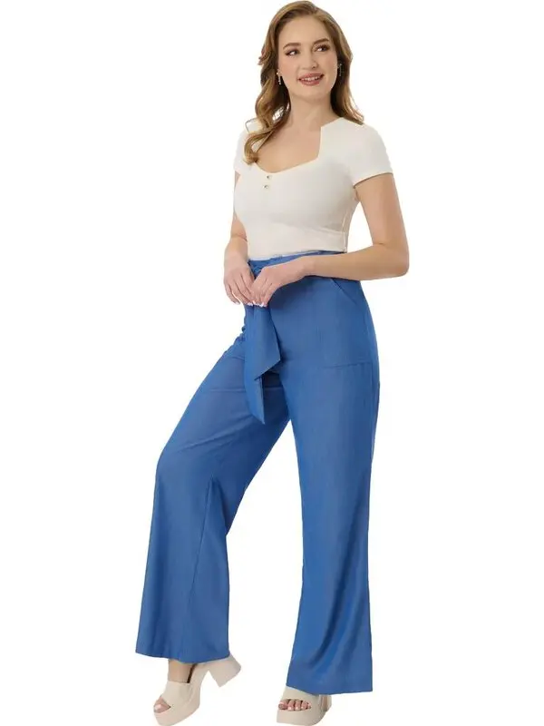 Unique Vintage 1950s Wide Leg Trousers - Blue