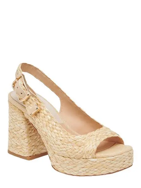 Dolce Vita Flores Platform Sandals - Natural Raffia