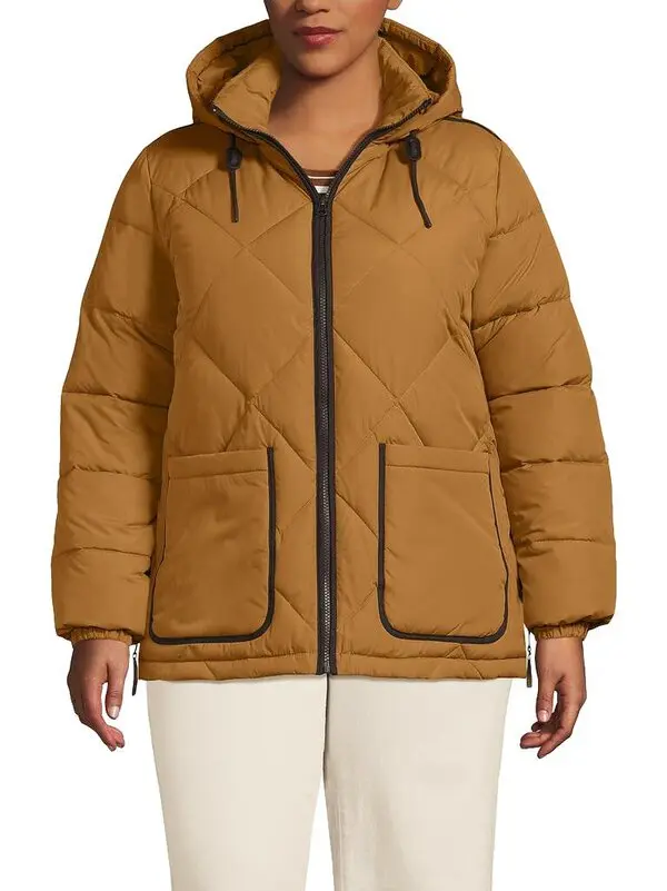 LANDS' END Featherfree Insulated Diamond Quilted Jacket - Canyon Camel
