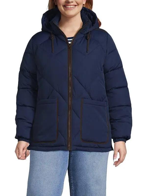 LANDS' END Featherfree Insulated Diamond Quilted Jacket - Deep Sea Navy