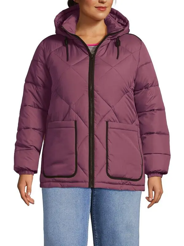 LANDS' END Featherfree Insulated Diamond Quilted Jacket - Washed Bordeaux