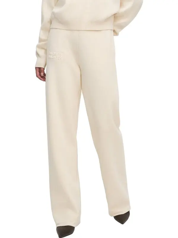 FAVORITE DAUGHTER Fatigue Sisters Cotton & Cashmere Wide Leg Sweater Pants - Cream