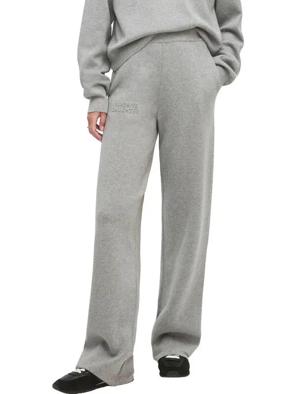 FAVORITE DAUGHTER Fatigue Sisters Cotton & Cashmere Wide Leg Sweater Pants - Heather Grey