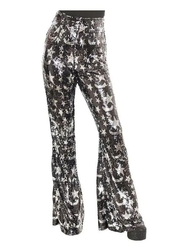 SMAK PARLOUR 1960s High-waisted Flare Pants - Black/silver Stars