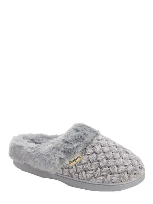 DEARFOAMS Claire Cable Knit Chenille Clog Slipper - Grey