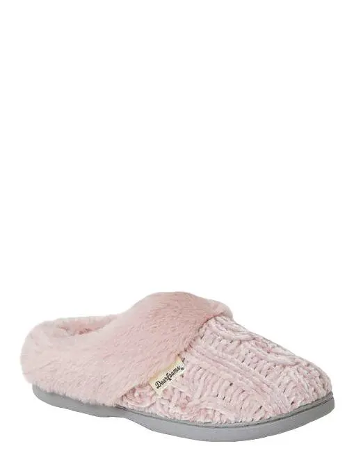 DEARFOAMS Claire Cable Knit Chenille Clog Slipper - Pale Mauve