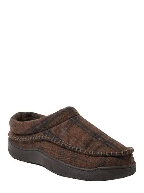 DEARFOAMS Thompson Plaid Moccasin Toe Clog Slipper - Brown