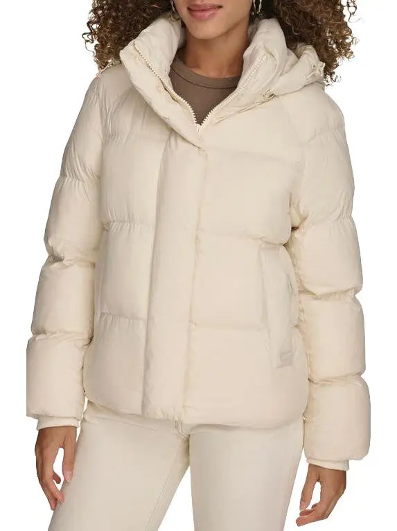 LEVI'S Hooded Quilted Puffer Jacket - Off White