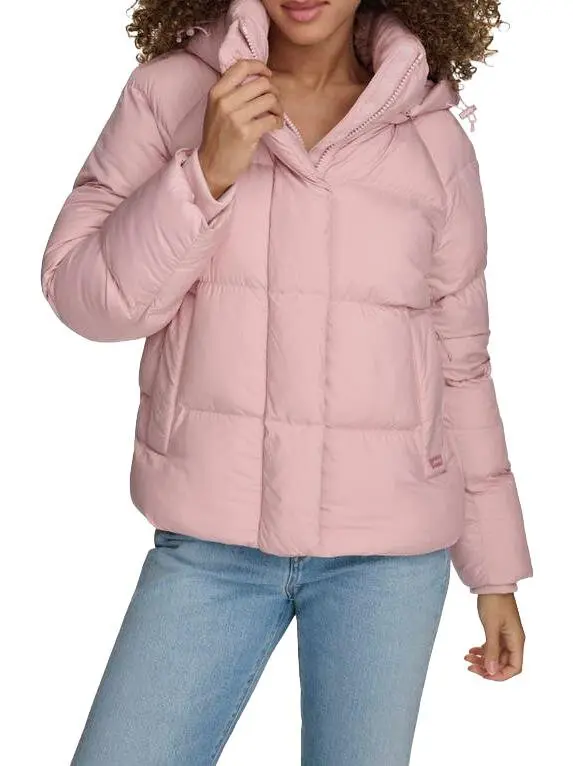 LEVI'S Hooded Quilted Puffer Jacket - Pale Mauve