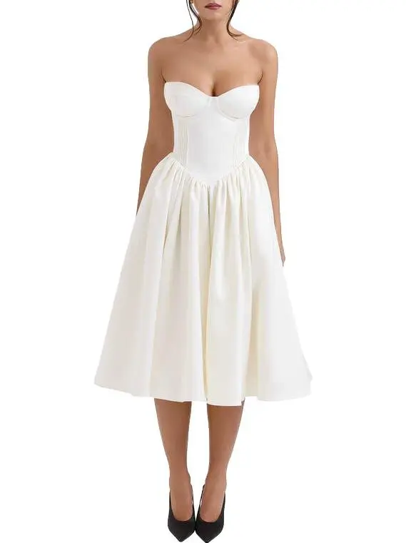 House Of Cb Coco Strapless Midi Dress - Ivory