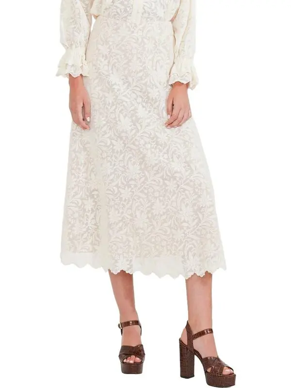 EDDY Carly Midi Skirt - Ivory Crochet Lace