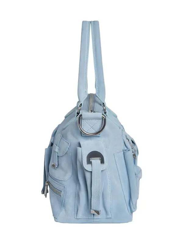 Cynthia Rowley Suede Cargo Pocket Shoulder Bag - Denim Blue