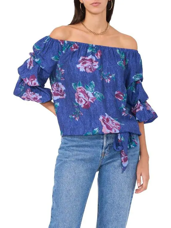 Vince Camuto Floral Off-the-shoulder Top - Dusty Lavender