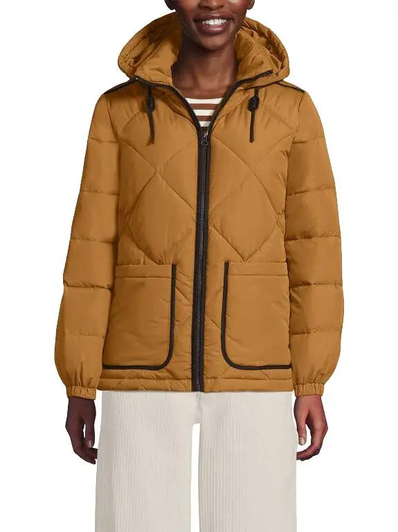 LANDS' END Featherfree Insulated Diamond Quilted Jacket - Canyon Camel