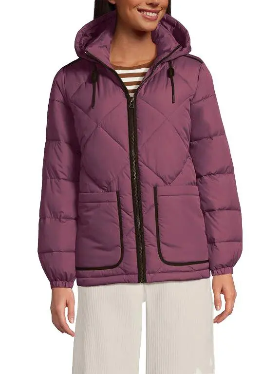 LANDS' END Featherfree Insulated Diamond Quilted Jacket - Washed Bordeaux