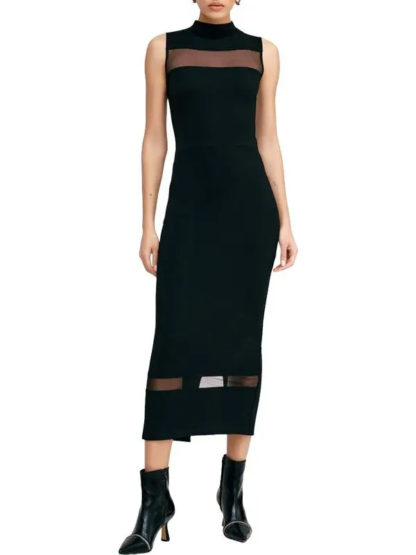 MARCELLA Cleo Sleeveless Ponte Knit Dress - Black