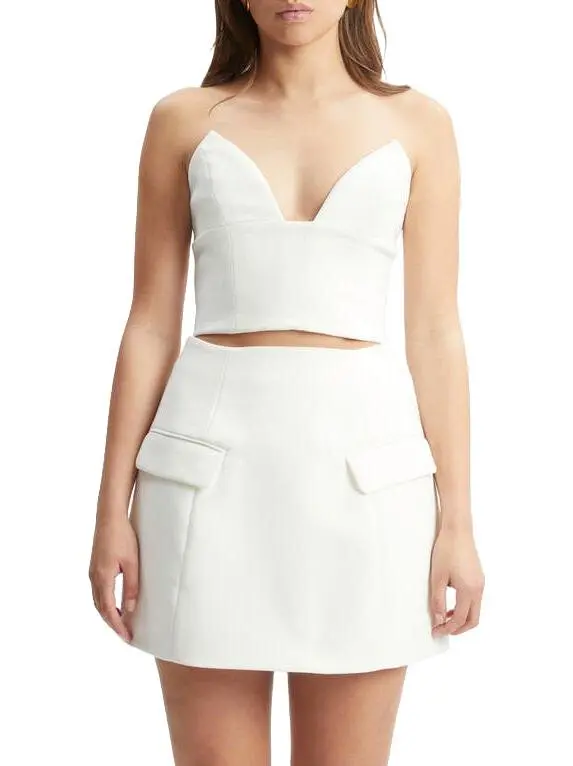 Bardot Delphi Strapless Crop Top - Orchid White