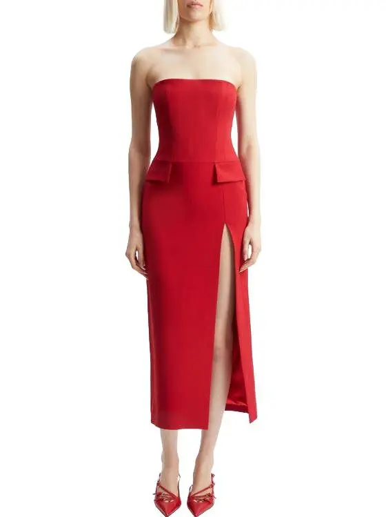 Bardot Nikki Strapless Sheath Dress - Deep Red