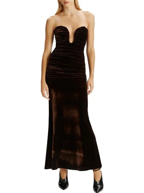 Bardot Elvira Velvet Gown - Chocolate