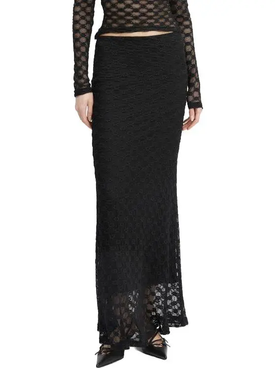 Bardot Adoni Floral Lace Maxi Skirt - Black