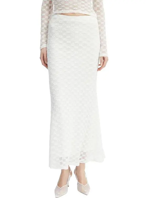 Bardot Adoni Floral Lace Maxi Skirt - Orchid White