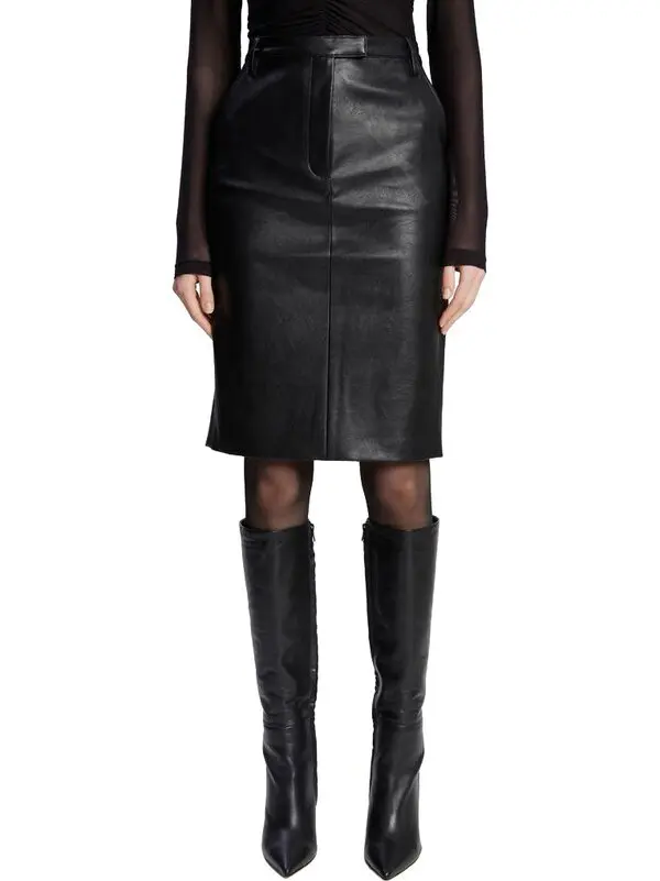 Bardot Phenix Faux Leather Pencil Skirt - Black