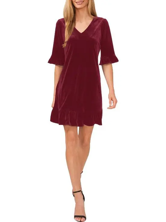 CECE DUPRAZ V-neck Velvet Minidress - Majesticwine