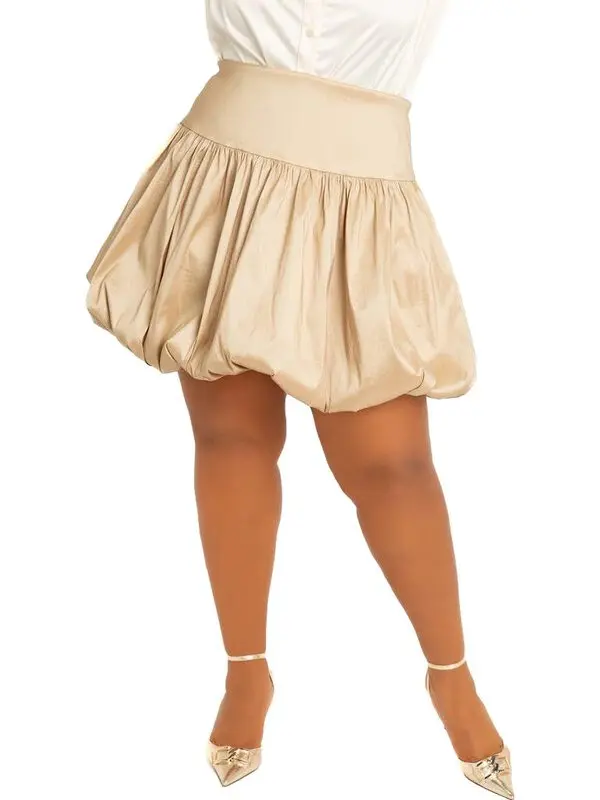 BUXOM COUTURE Bubble Hem Mini Skirt - Champagne Gold