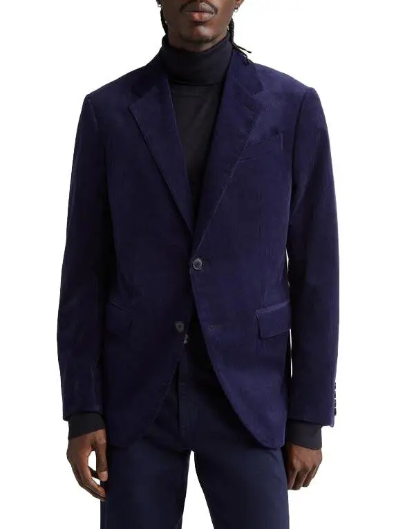 Zegna Cashco Stretch Cotton & Cashmere Corduroy Blazer - Navy