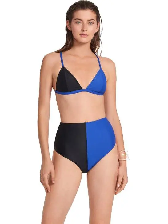 ANSEA Reversible Triangle Bikini Top - Black/blue