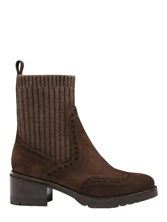 Santoni Suede Ankle Boots With Brogue Detailing - Brown