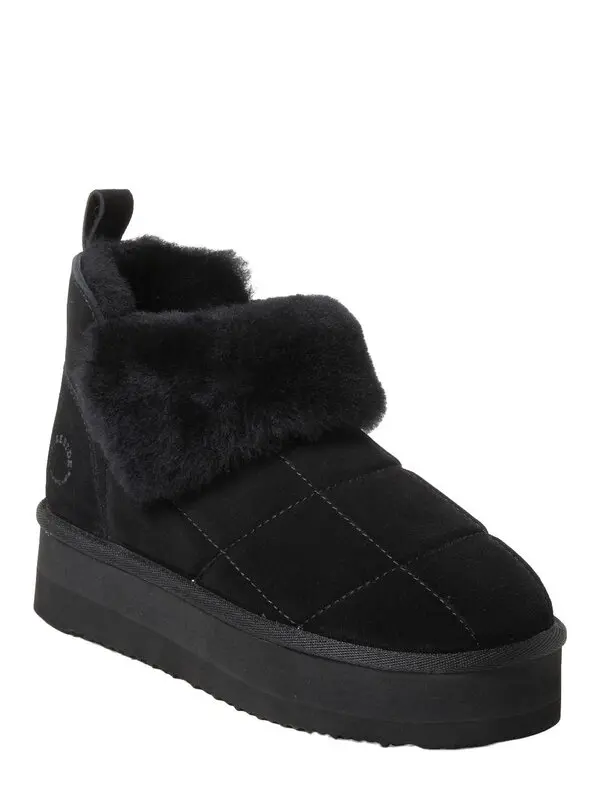 DEARFOAMS Fireside Bayswater Shearling Platform Booties - Black